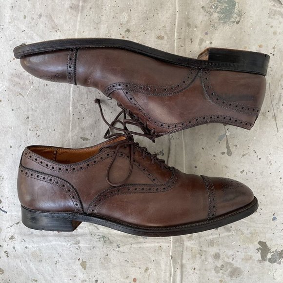 Alden | Shoes | Alden 93 Brown Leather Medallion Cap Toe Brogues Shoes ...